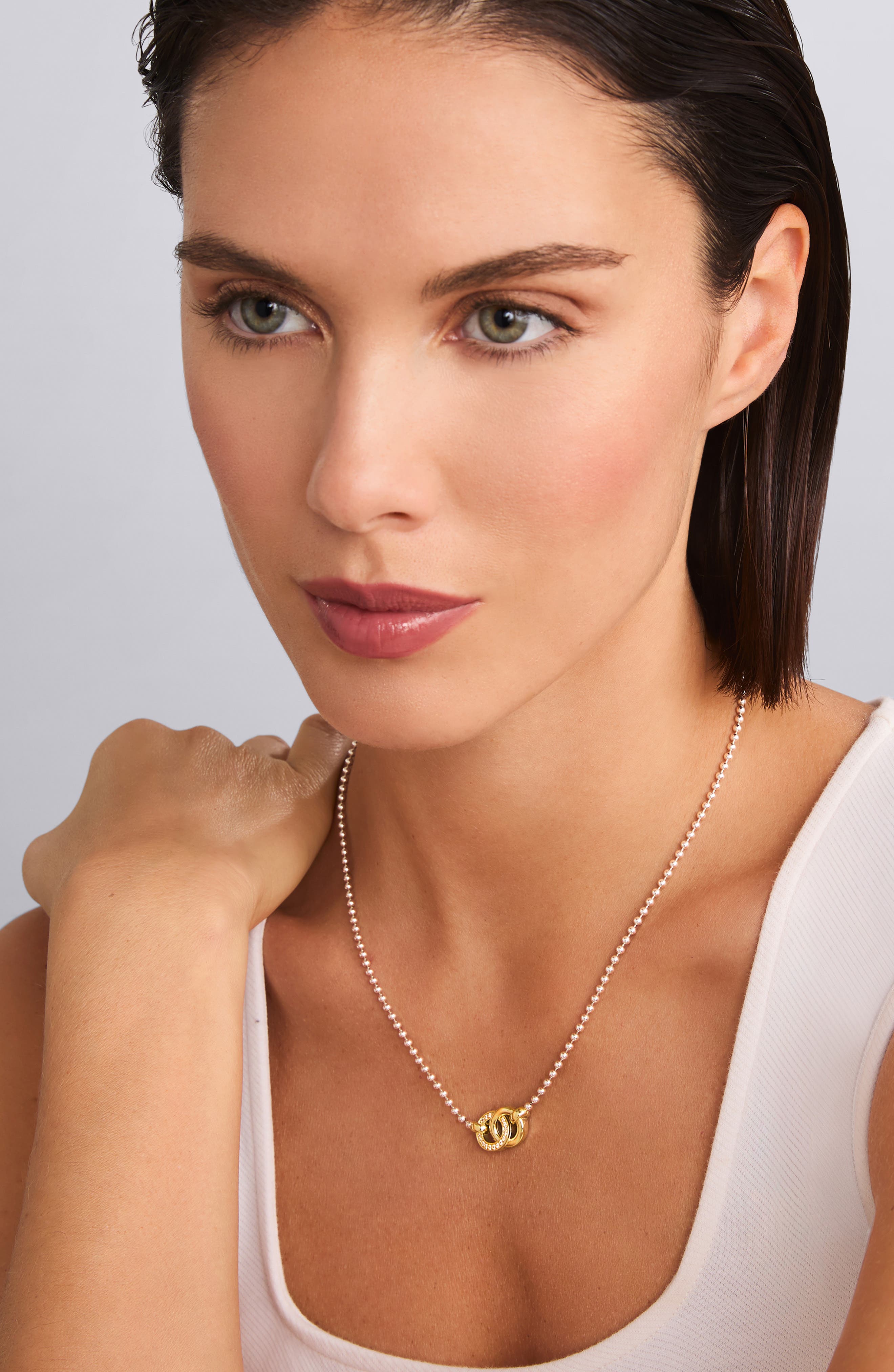 LAGOS Signature Caviar Two-Tone Interlocking Diamond Pendant Necklace ...