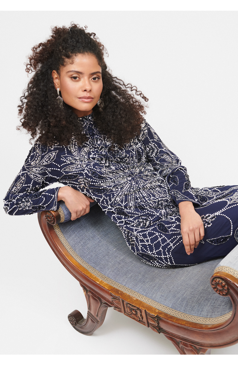 MARYISA Occasion Modest Embellished Sequin Beaded Evening Maxi Dress ...