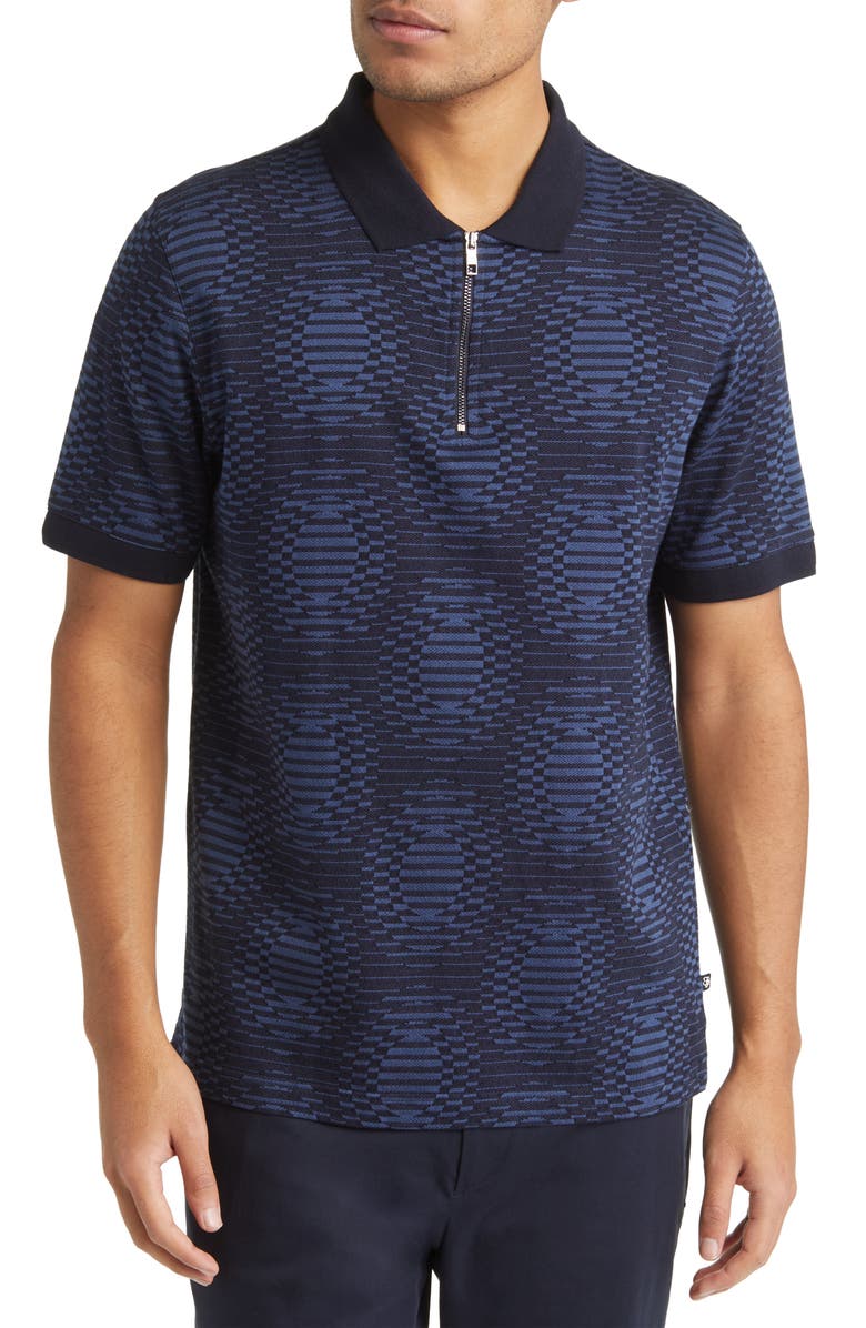 Ted Baker London Distorted Spot Quarter Zip Jacquard Polo | Nordstromrack