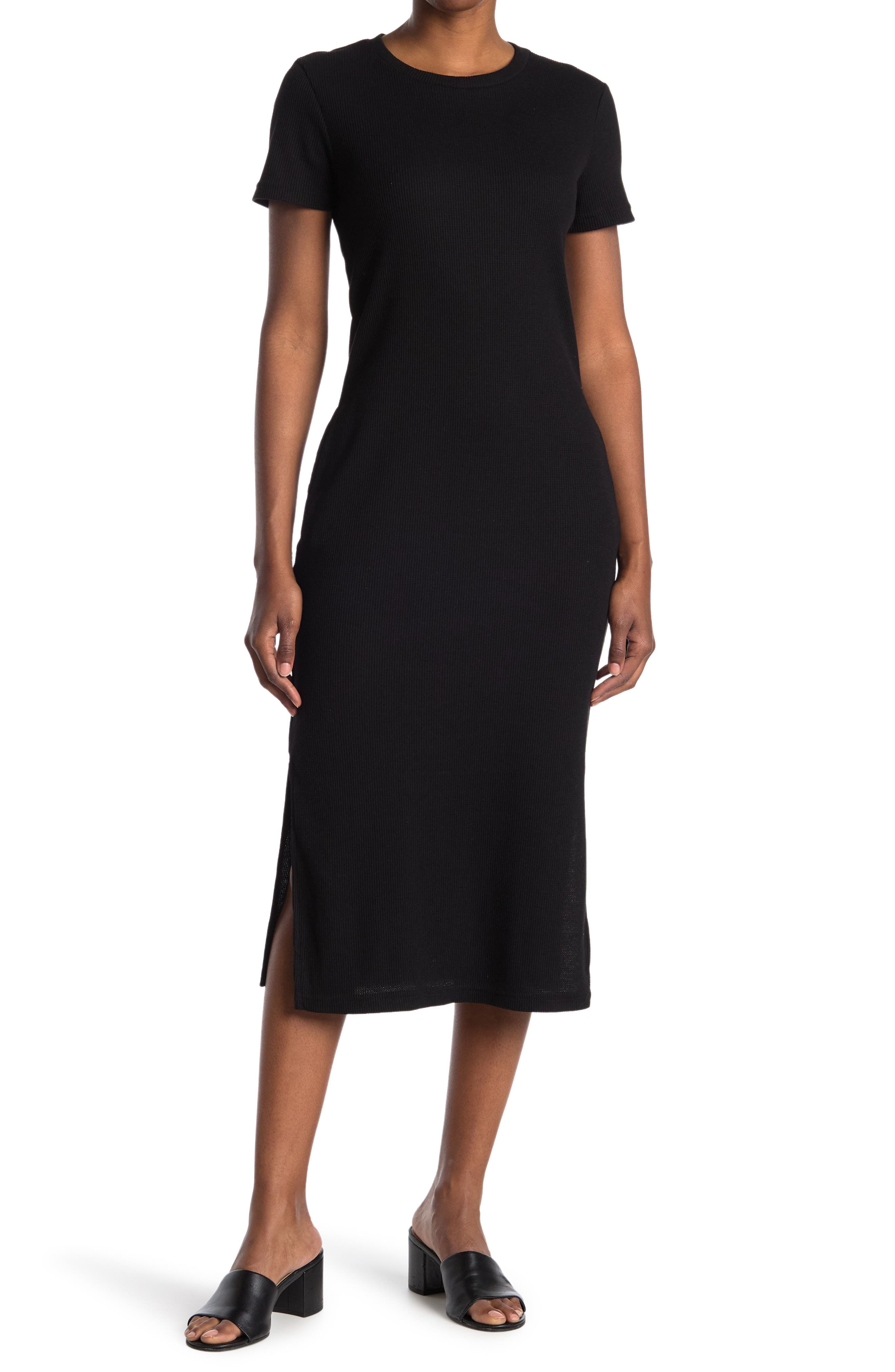 CLOTH BY DESIGN Waffle Knit Side Slit T-Shirt Dress | Nordstromrack