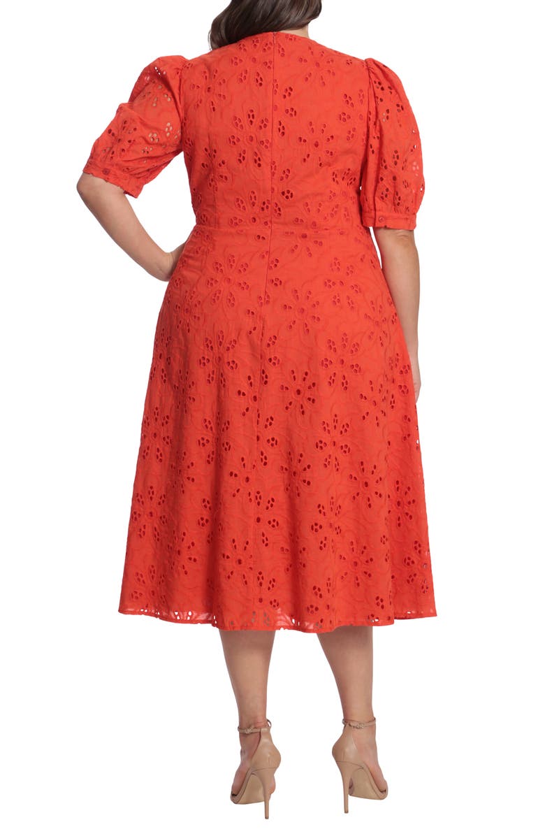 Maggy London Puff Sleeve Cotton Eyelet Midi Dress | Nordstromrack
