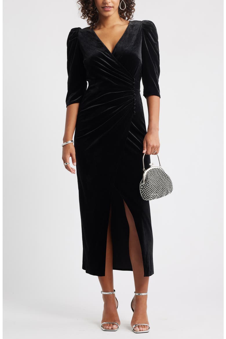 Faux Wrap Velvet Midi Cocktail Dress (Women) | Nordstromrack
