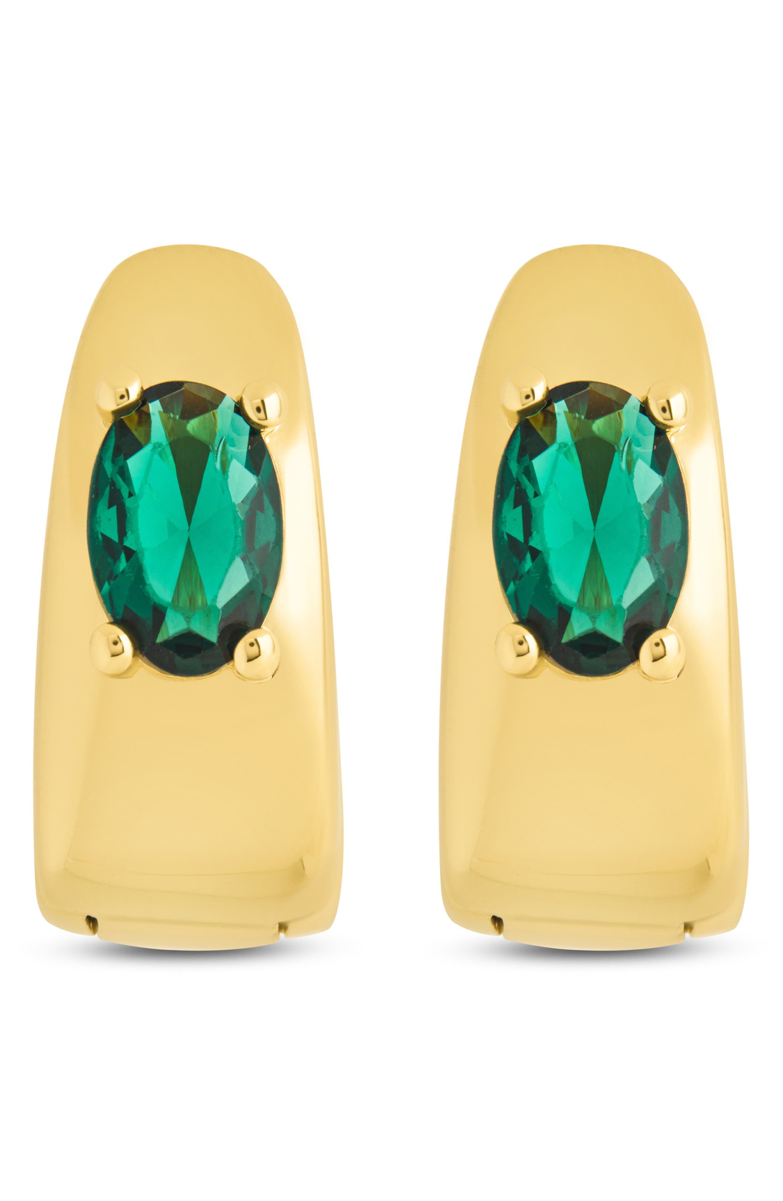 Sterling Forever Janelle Oval CZ Inlay Hoop Earrings | Nordstromrack