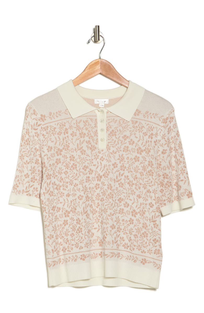 Gemma + Jane Floral Jacquard Sweater Polo | Nordstromrack