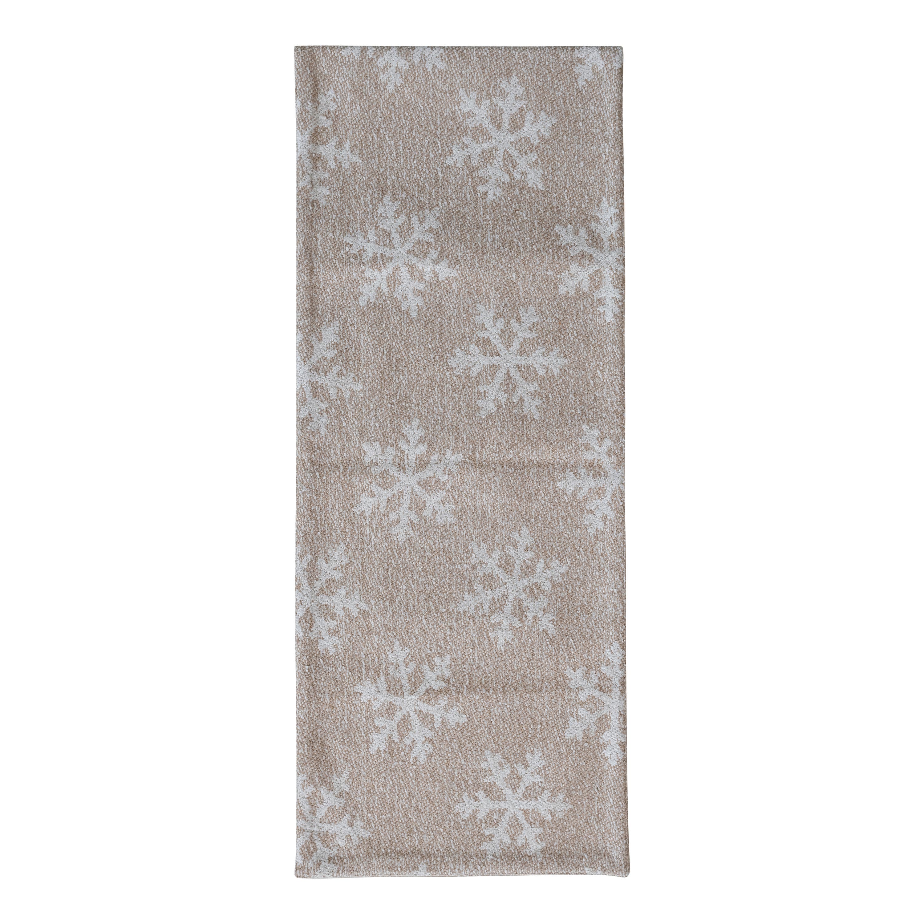 Storied Home Woven Fabric Jacquard Table Runner with Snowflake Pattern ...