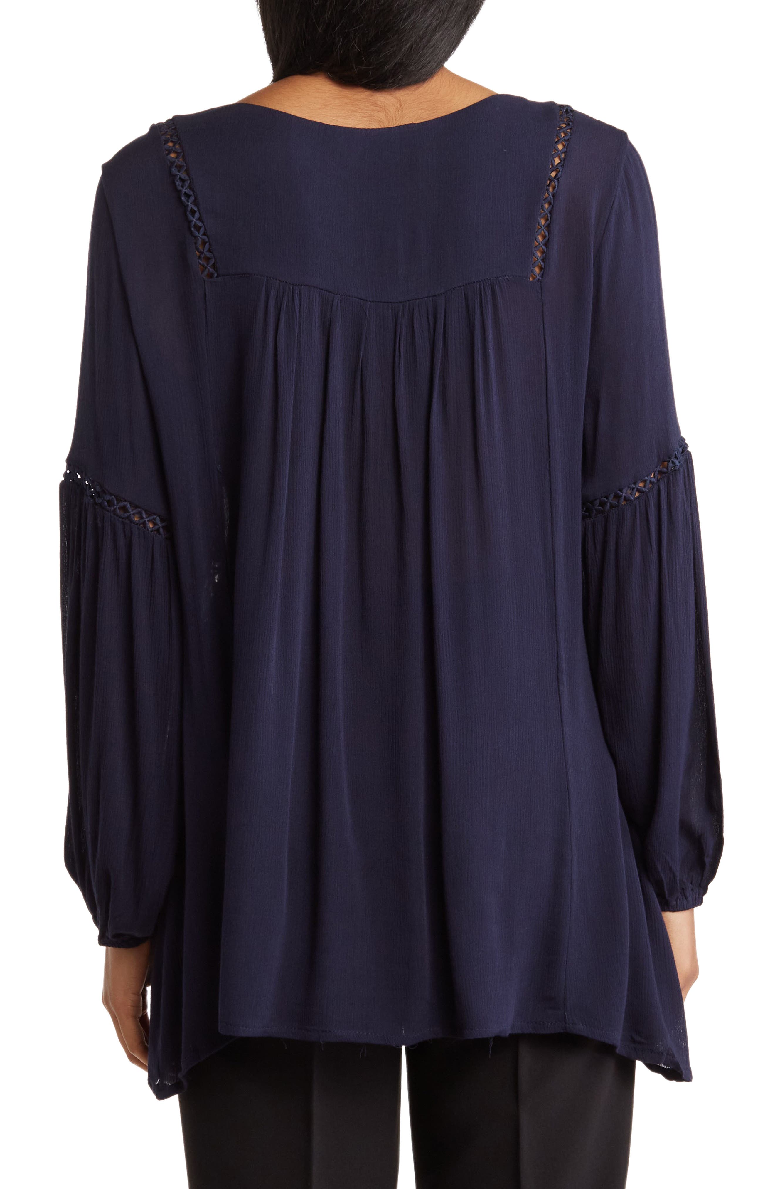 Forgotten Grace Crochet Trim Long Sleeve Peasant Top | Nordstromrack