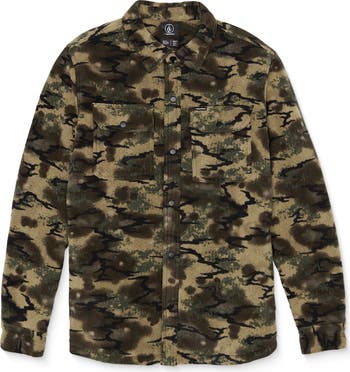 Volcom Bowered Fleece Snap-Up Overshirt | Nordstrom