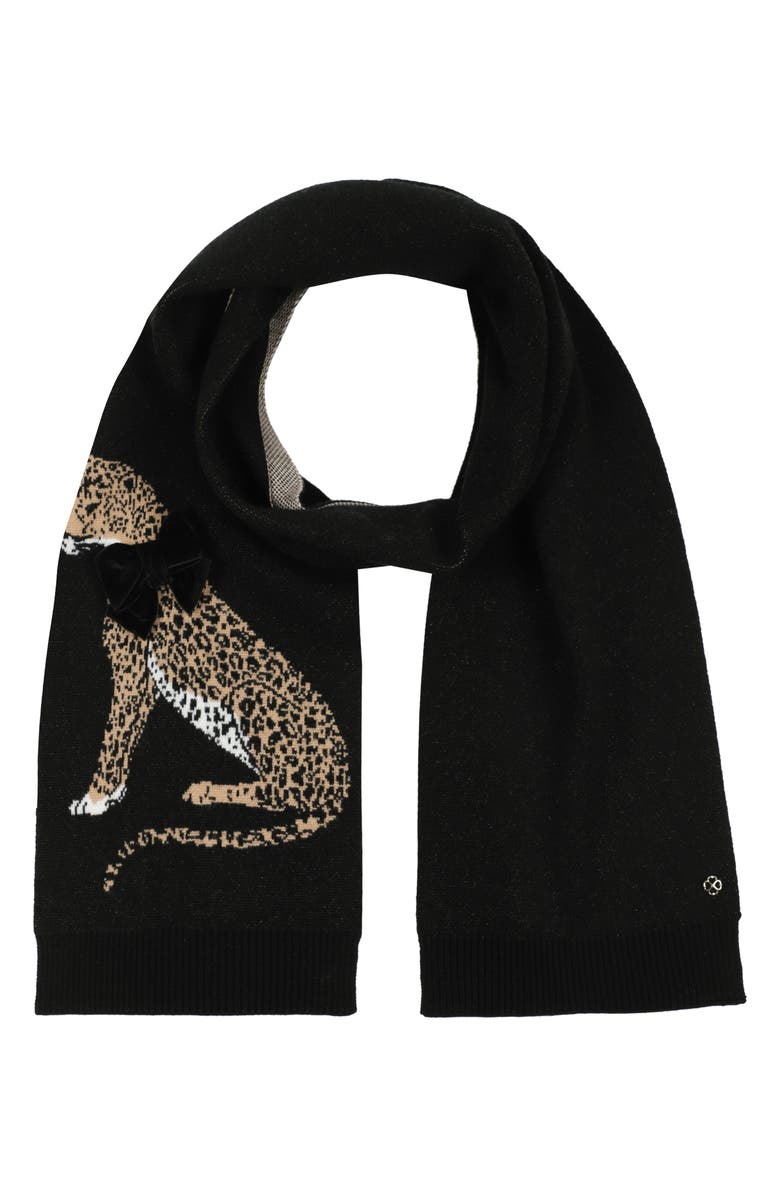 Kate Spade New York leopard critter velvet bow metallic wool blend ...