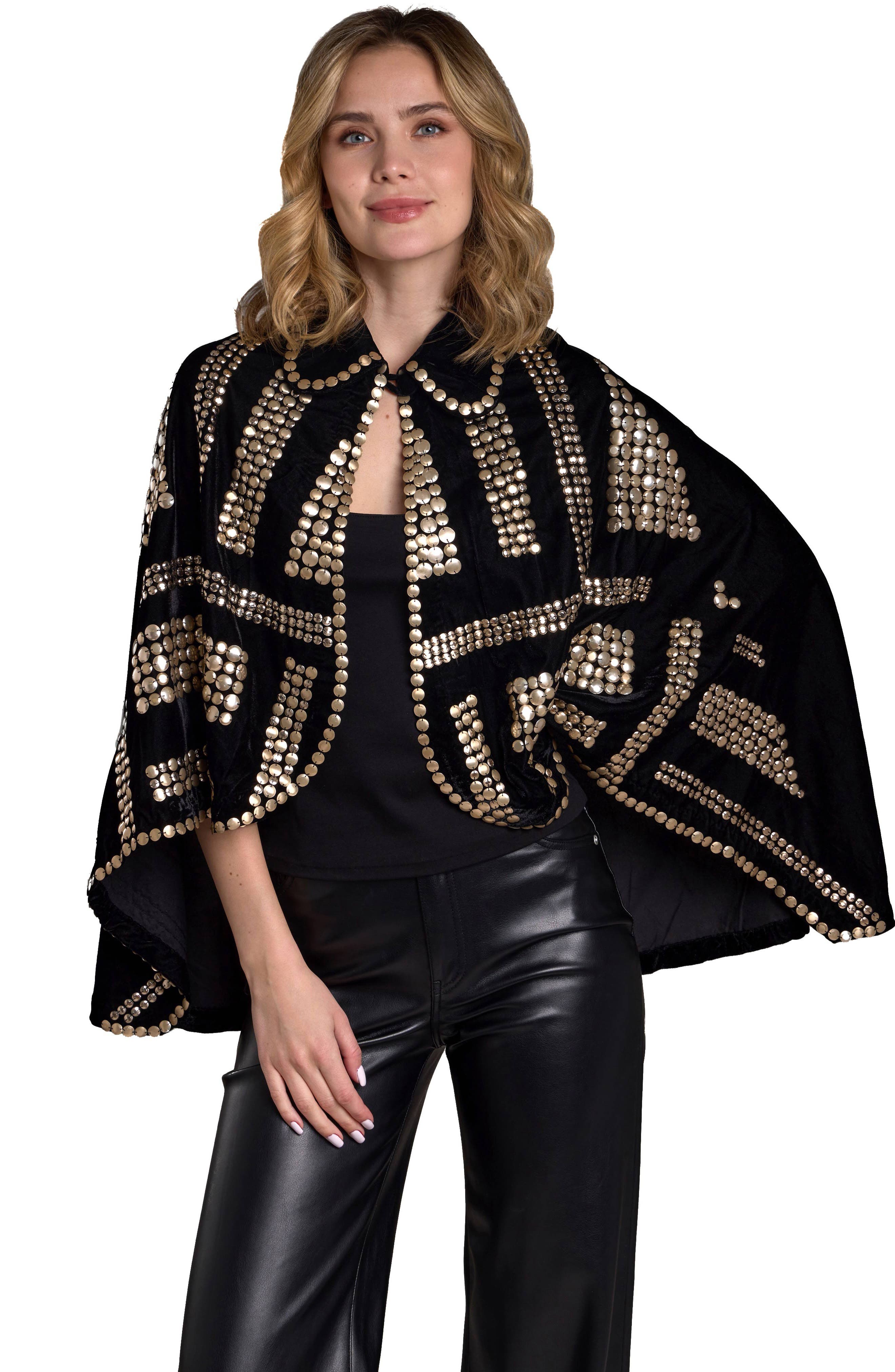 SAACHI Embellished Velvet Capelet | Nordstromrack