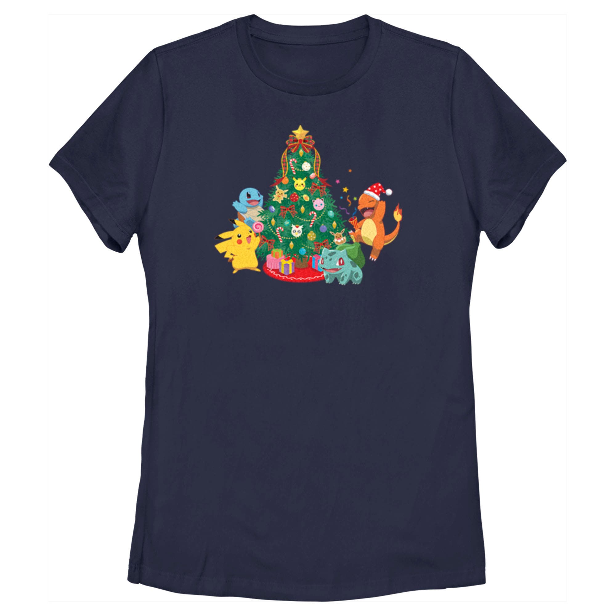 POKEMON Women's Pokemon Christmas Tree Characters Graphic T-Shirt ...