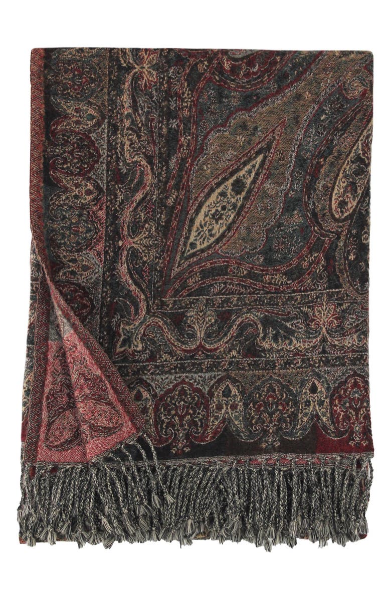 MELANGE HOME Verona Paisley 100% Wool Jacquard Throw - Dark Red ...