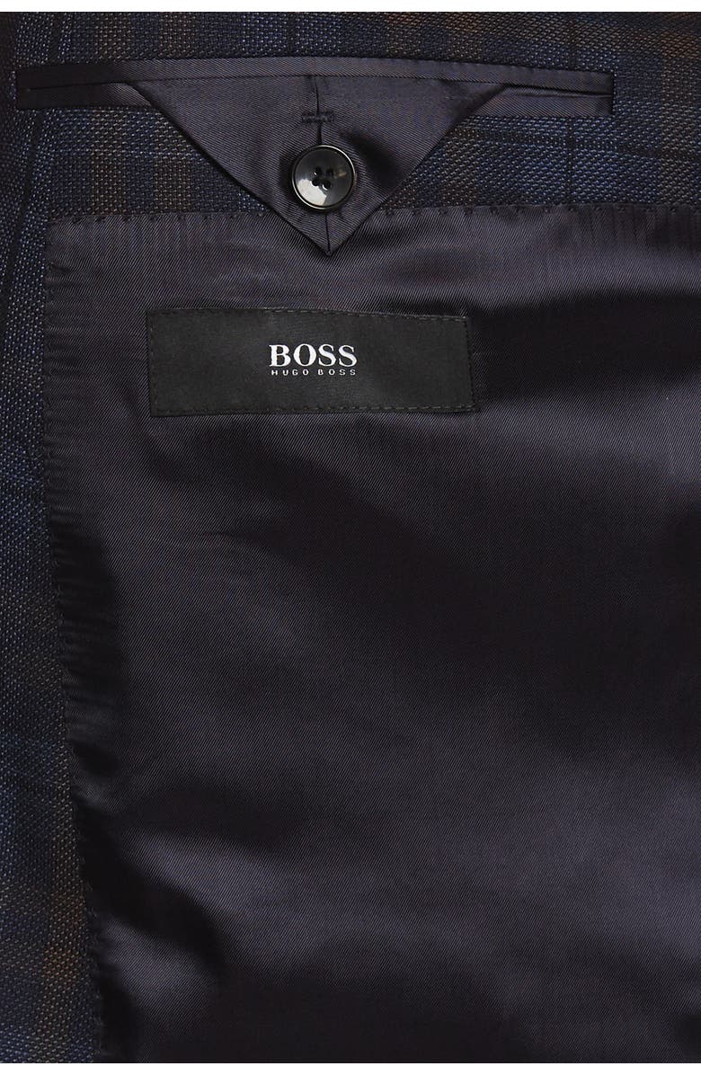 BOSS Huge Genius Dark Blue Plaid Two Button Notch Lapel Suit ...