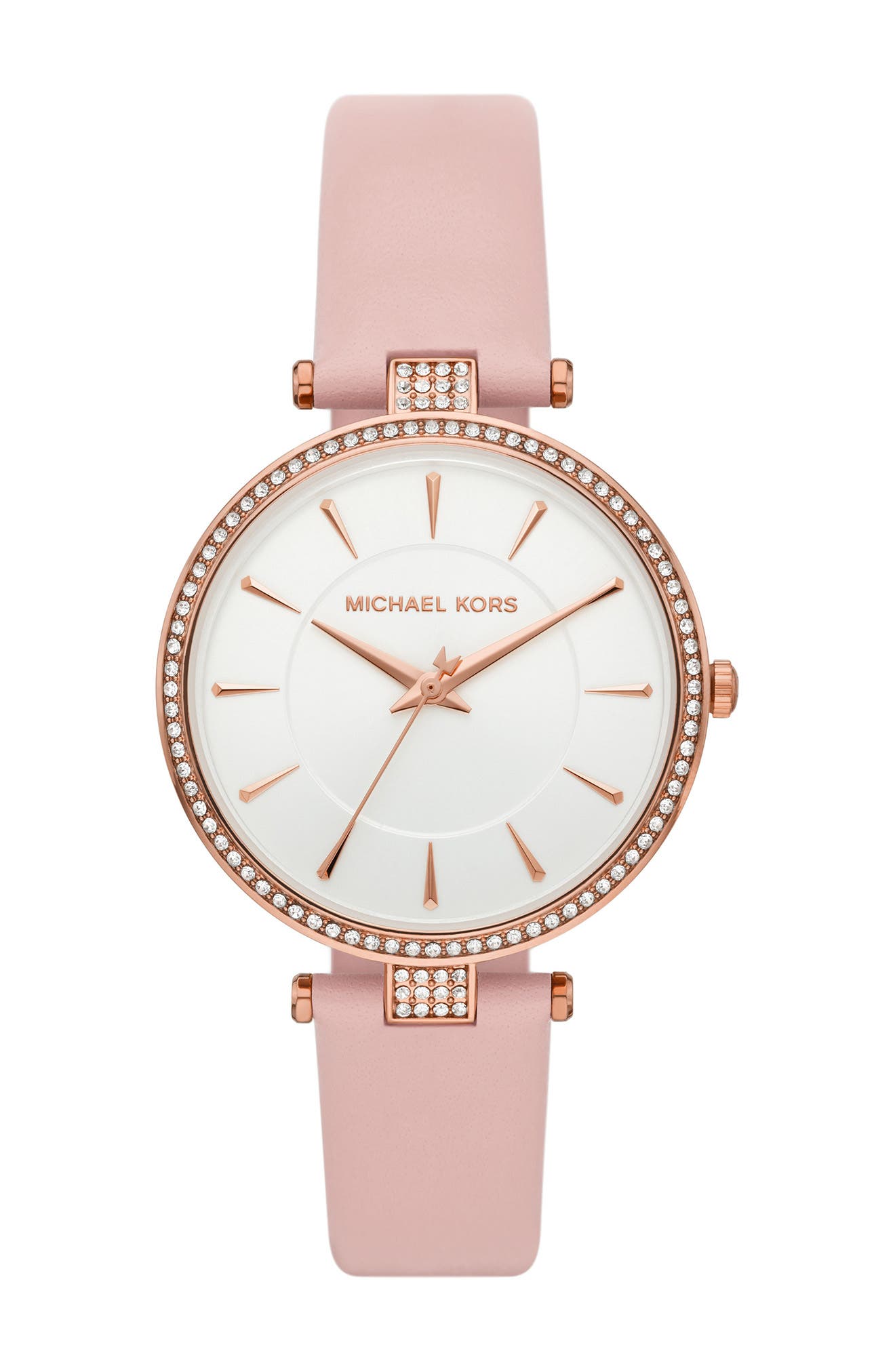 Michael Kors Anabeth Three-Hand Pink Leather Watch, 37mm | Nordstromrack