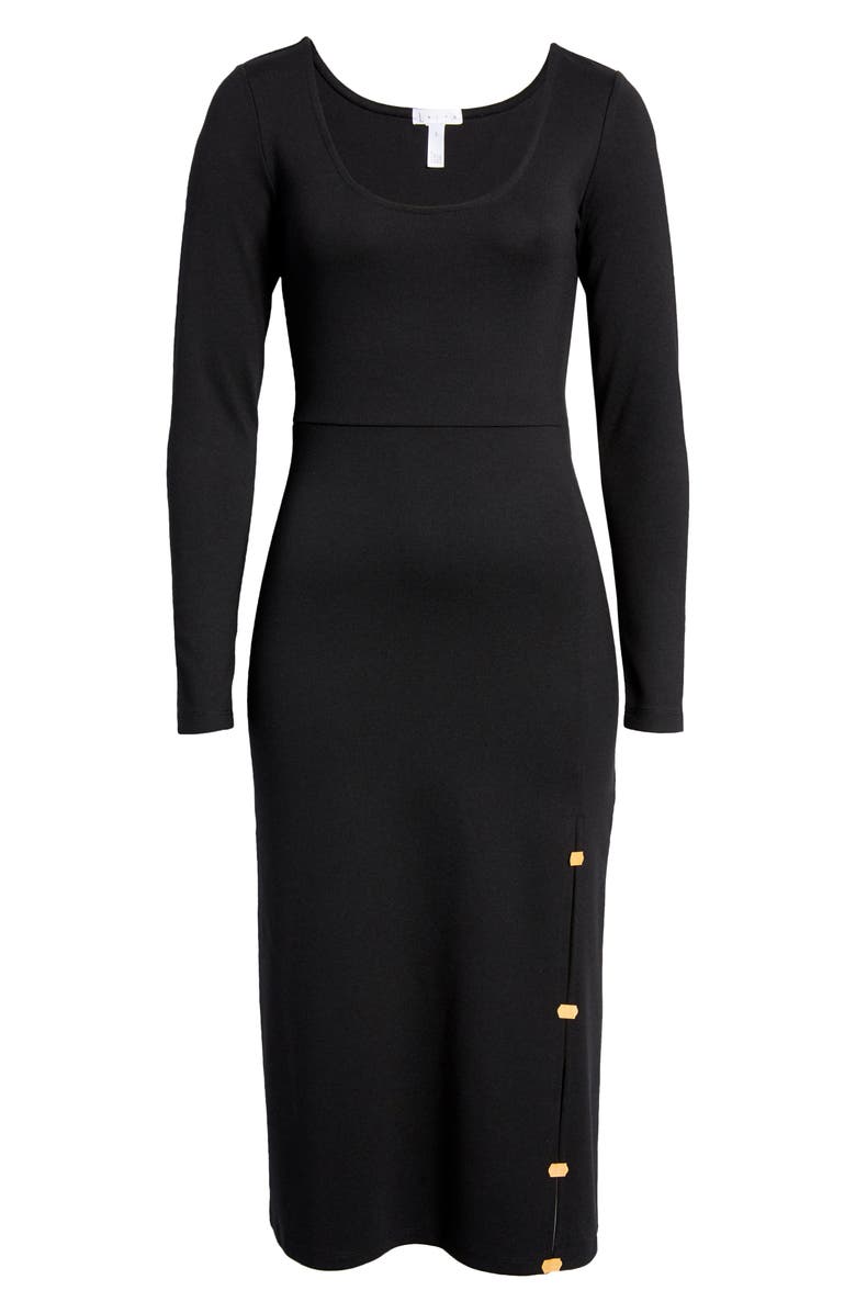 Leith Long Sleeve Side Slit Midi Dress | Nordstromrack