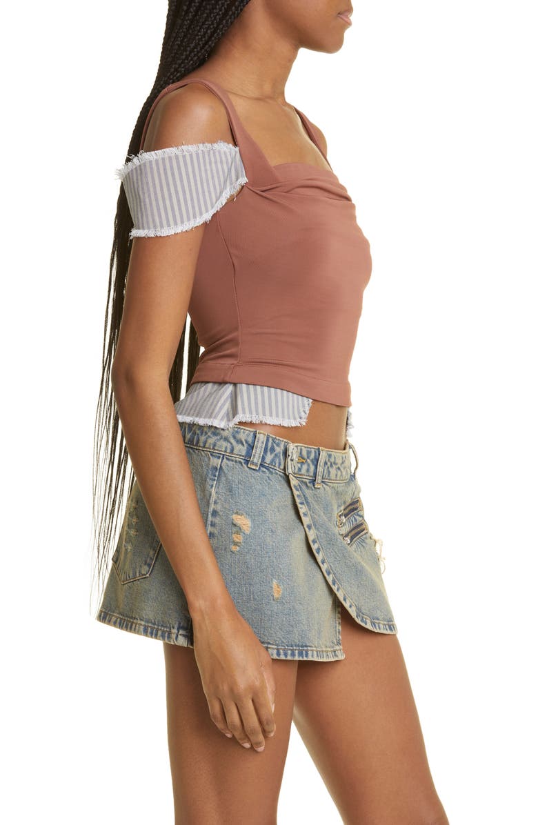 Miaou Renata Cold Shoulder Contrast Trim Crop Top | Nordstromrack