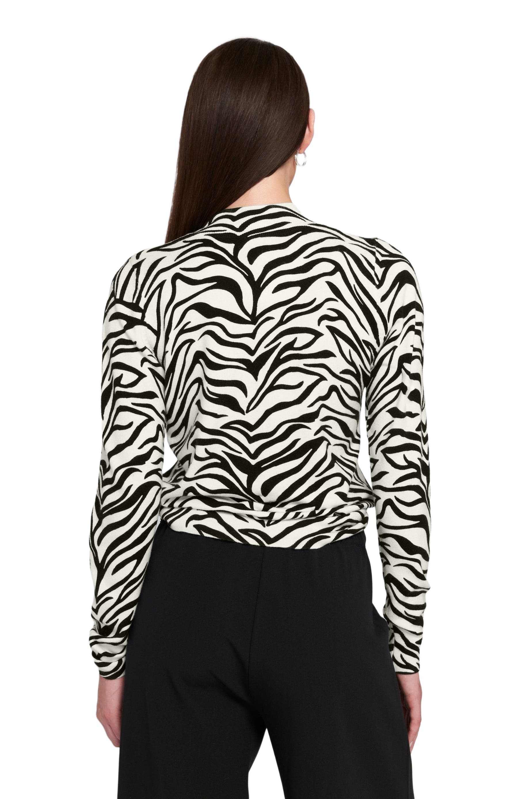 ELLE Collection Zebra Printed Feather Weight Top Animal Print Sweater ...