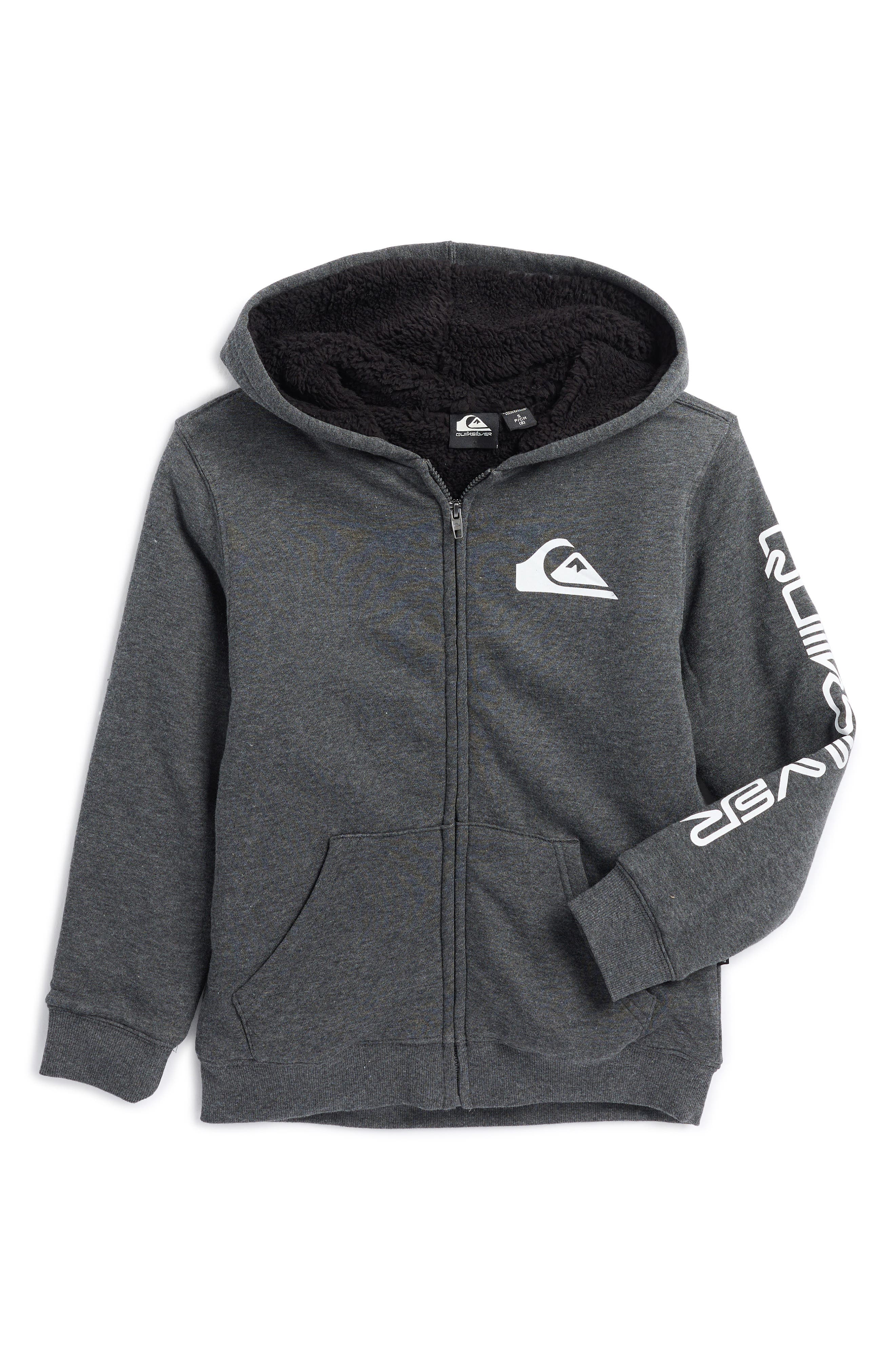 Quiksilver Kids' Faux Shearling Lined Full Zip Hoodie | Nordstromrack