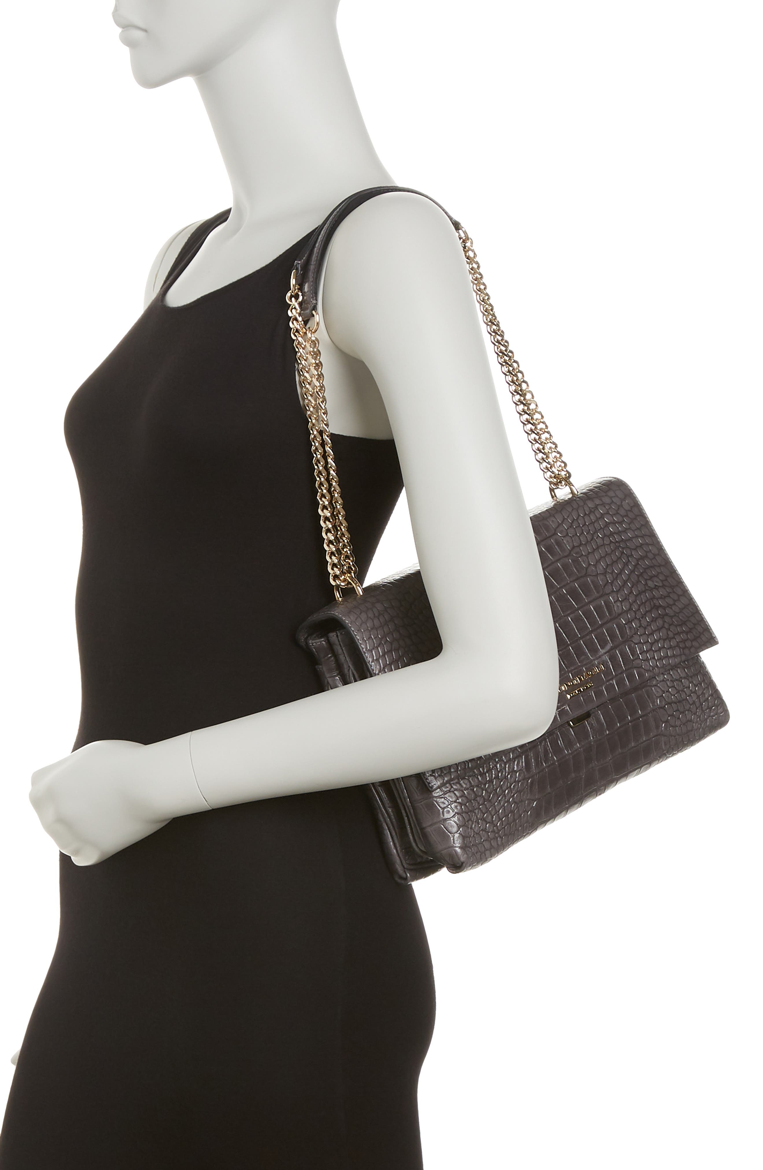 Bruno Magli Croc Embossed Leather Chain Strap Shoulder Bag | Nordstromrack