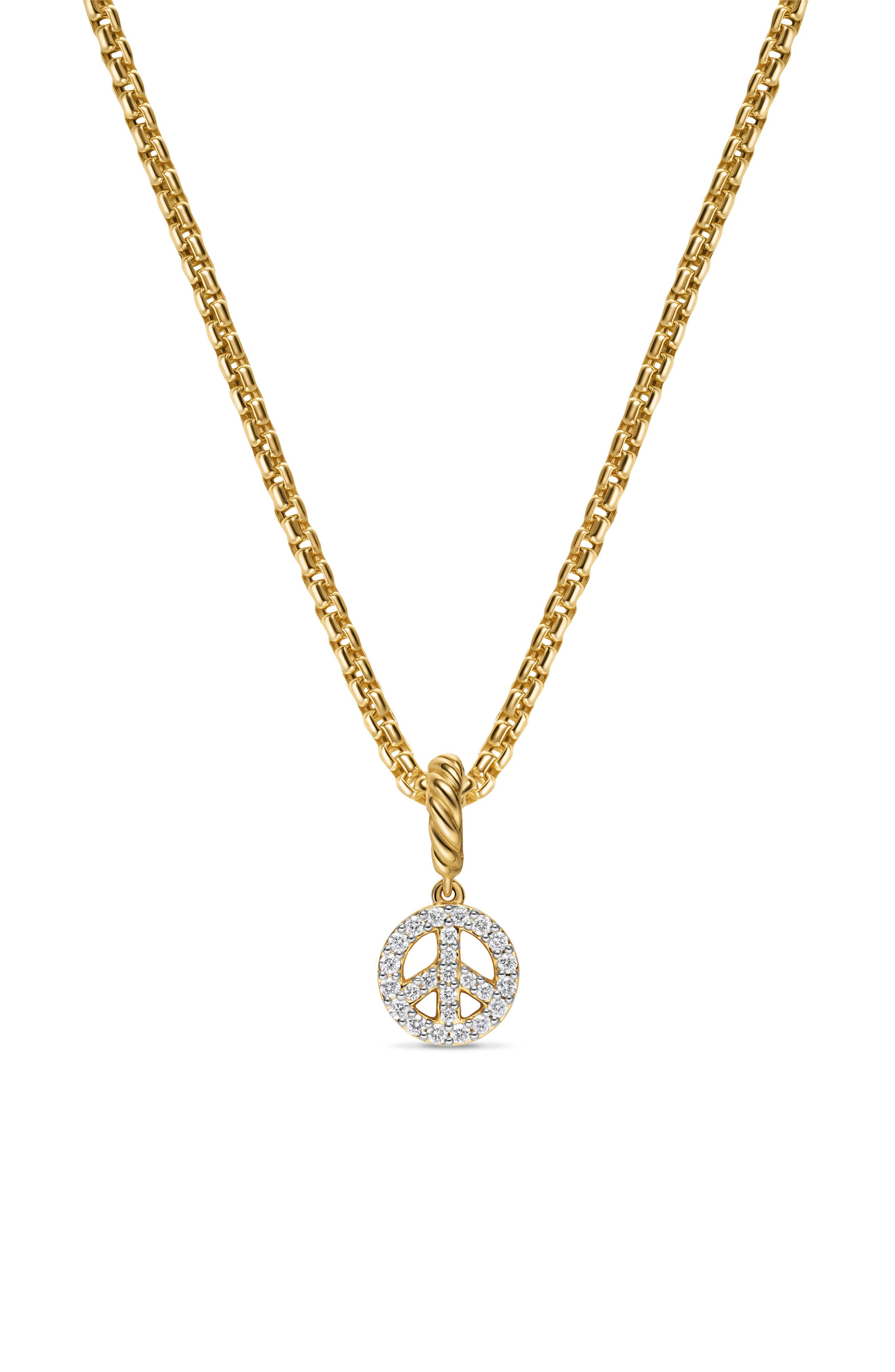 David Yurman Micro Pavé Peace Sign Enhancer in 18K Yellow Gold with ...