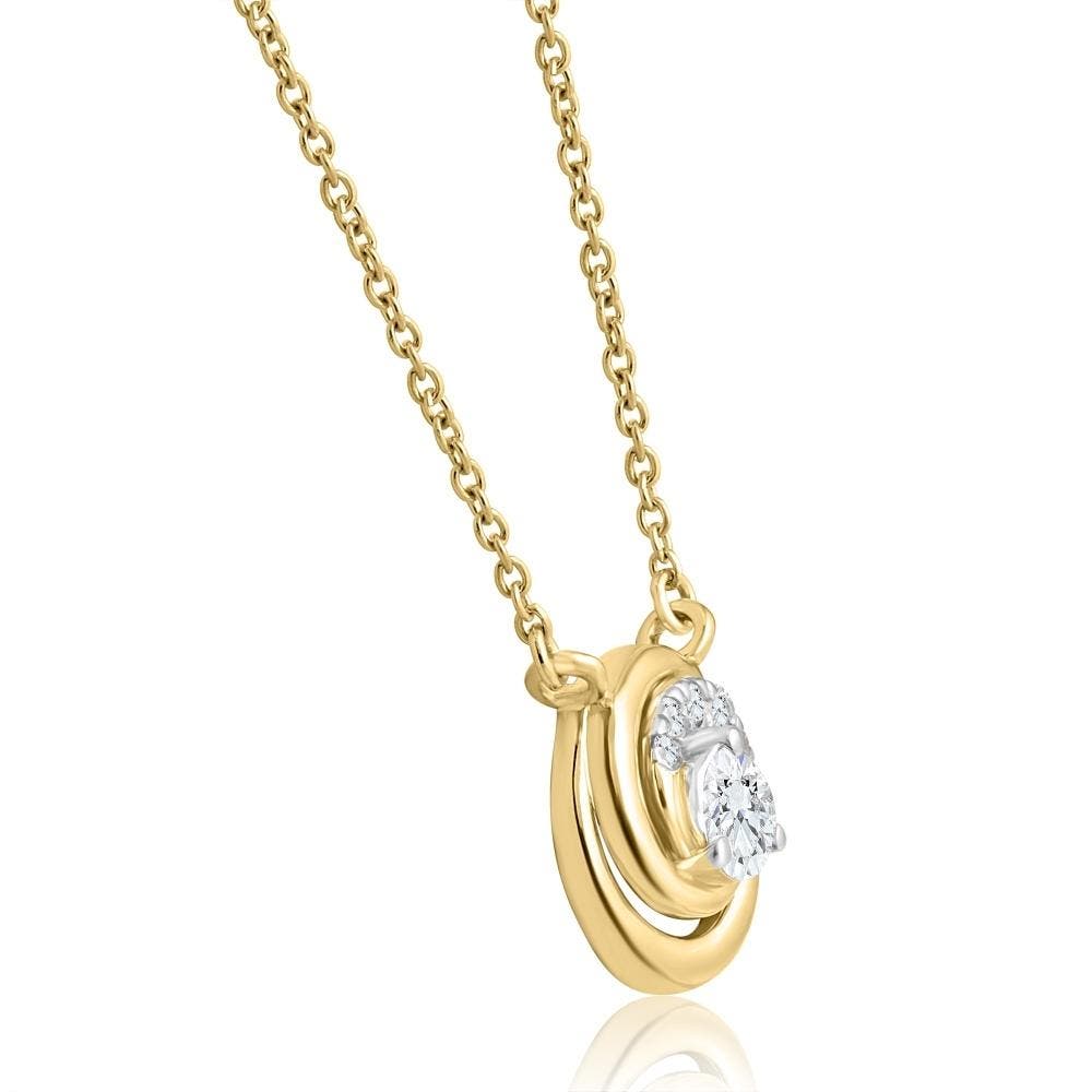 1/4Ct TW Round Diamond Circle Halo Pendant Gold Lab Grown Necklace ...