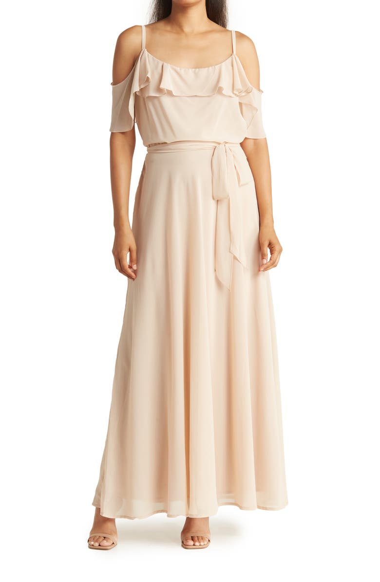 nouvelle AMSALE Cold Shoulder A-Line Chiffon Gown | Nordstromrack