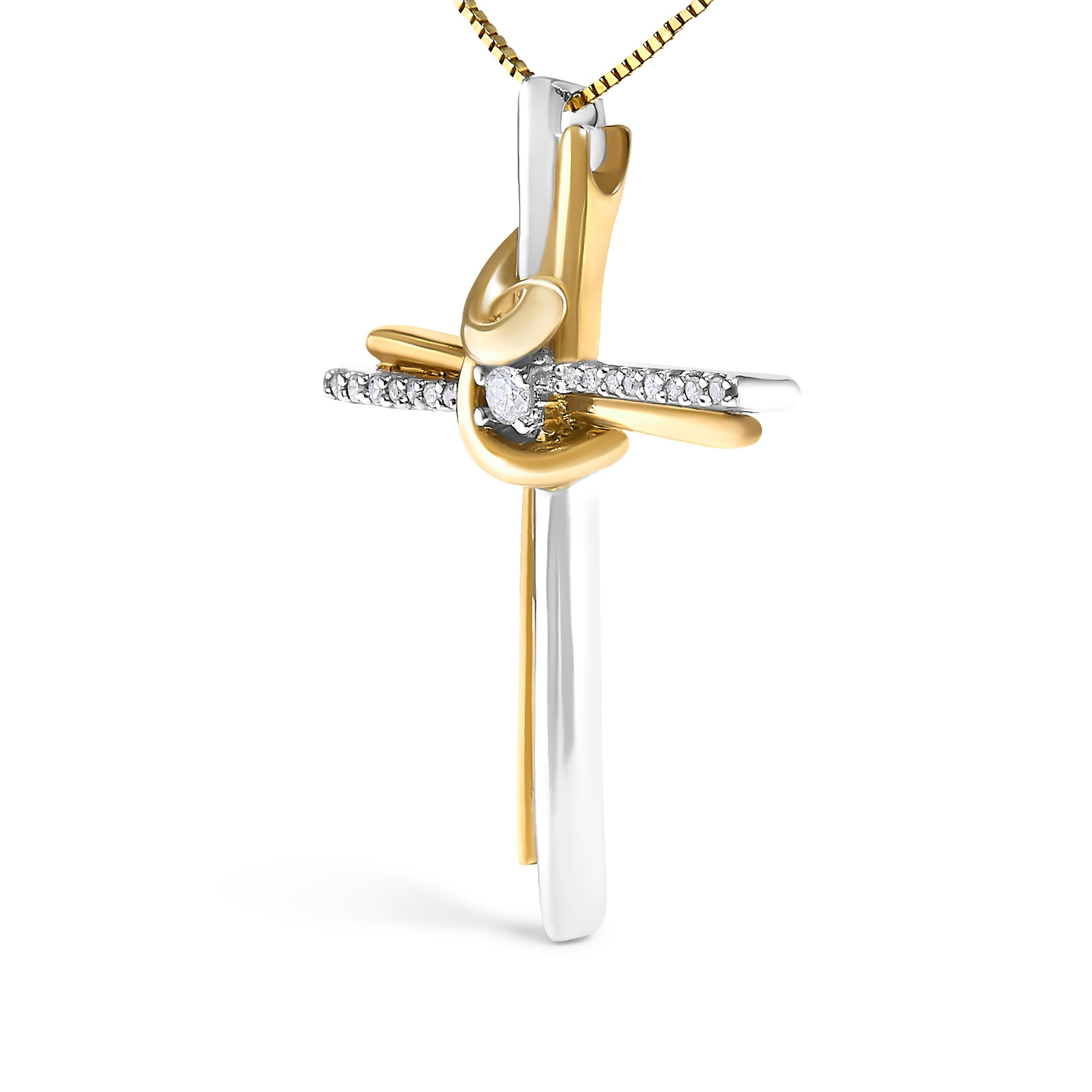 Haus of Brilliance Espira 10K Two-Tone Gold Diamond-Accented Cross ...