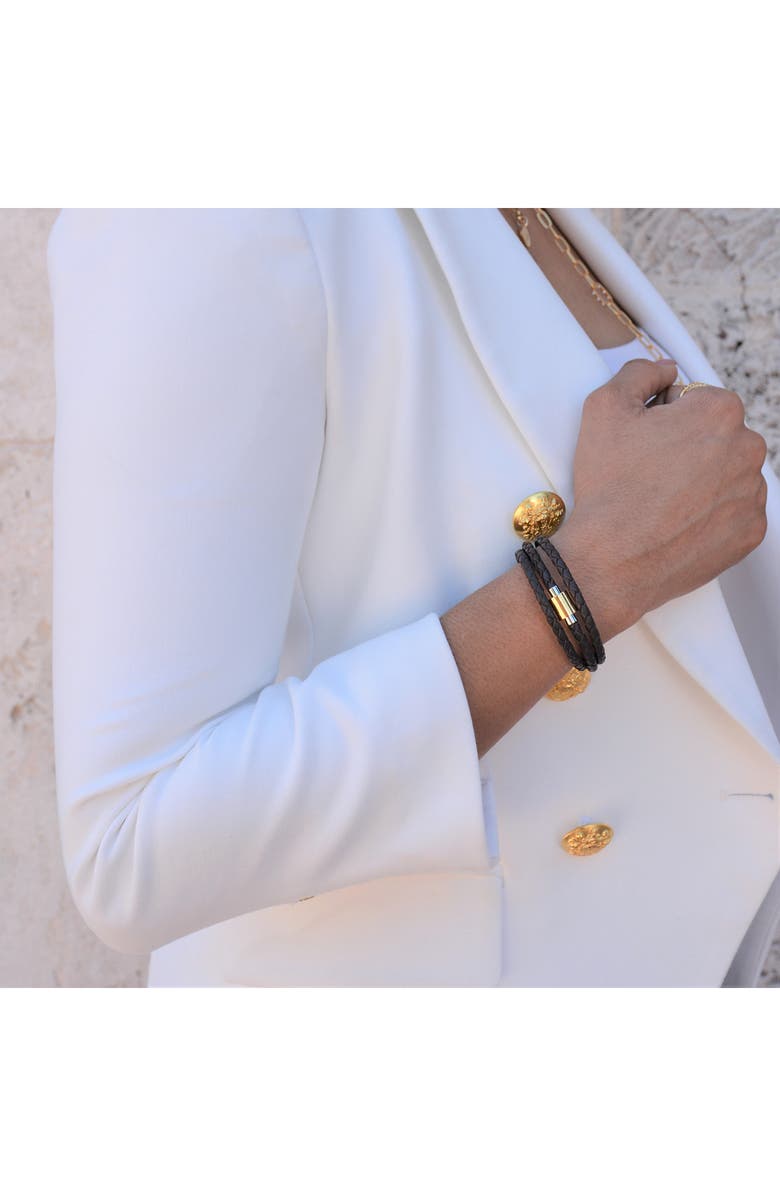 Liza Schwartz Original Braided Leather Triple Wrap Magnetic Bracelet ...