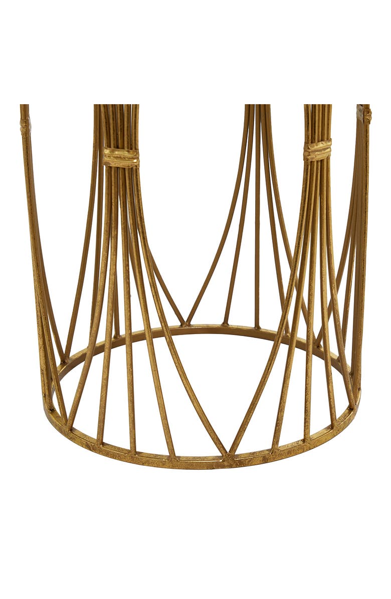 VIVIAN LUNE HOME Goldtone Metal Contemporary Accent Table with Mirrored ...