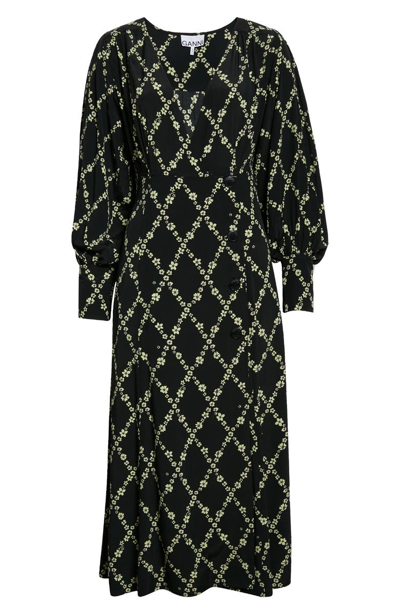 Ganni Floral Print Long Sleeve Crepe Dress | Nordstrom