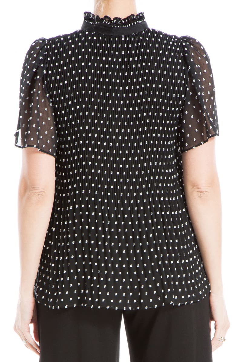 MAX STUDIO Short Sleeve Pleated Clip Dot Top | Nordstromrack