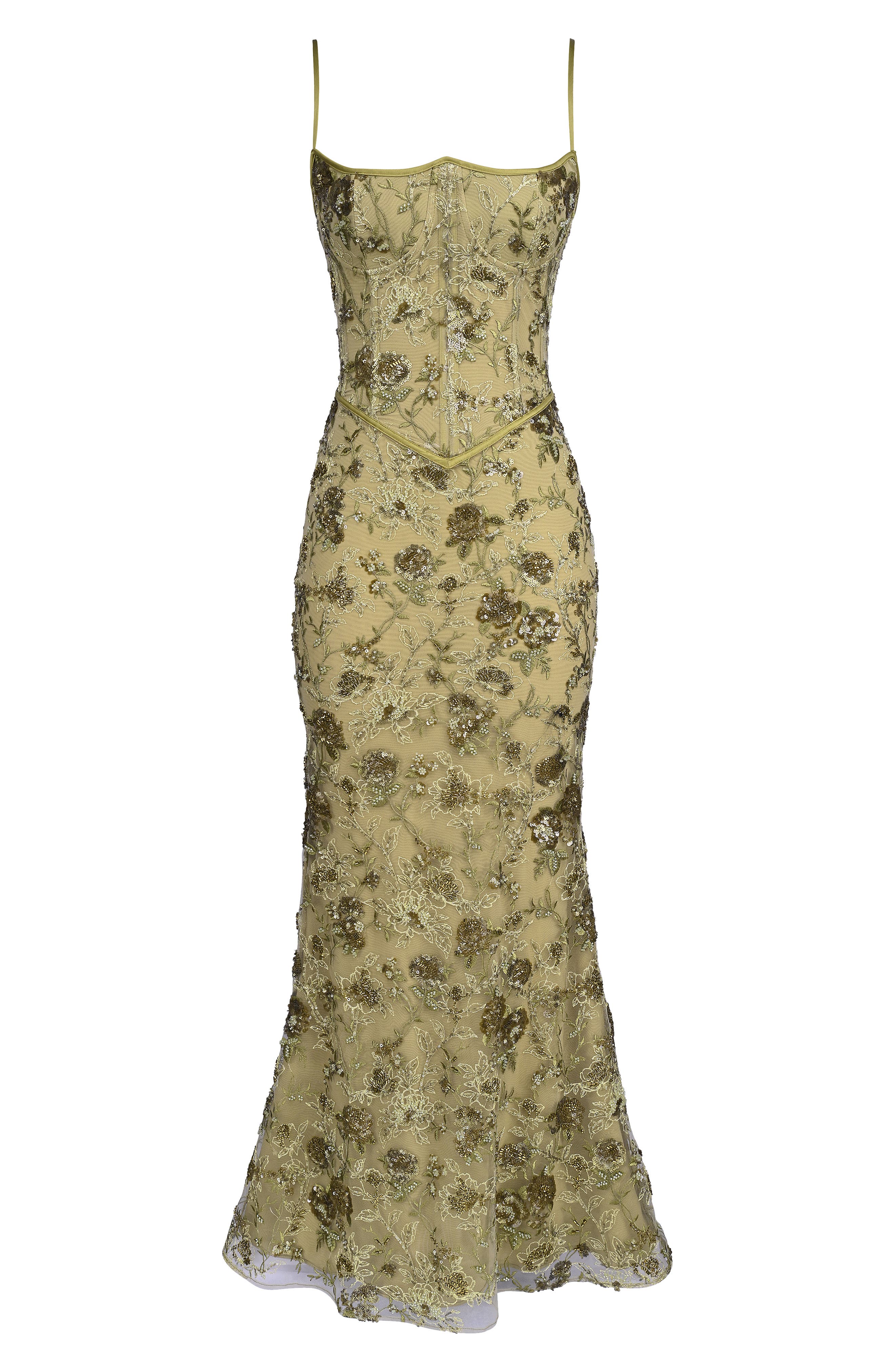 HOUSE OF CB Naima Bronze Embellished Corset | Nordstrom