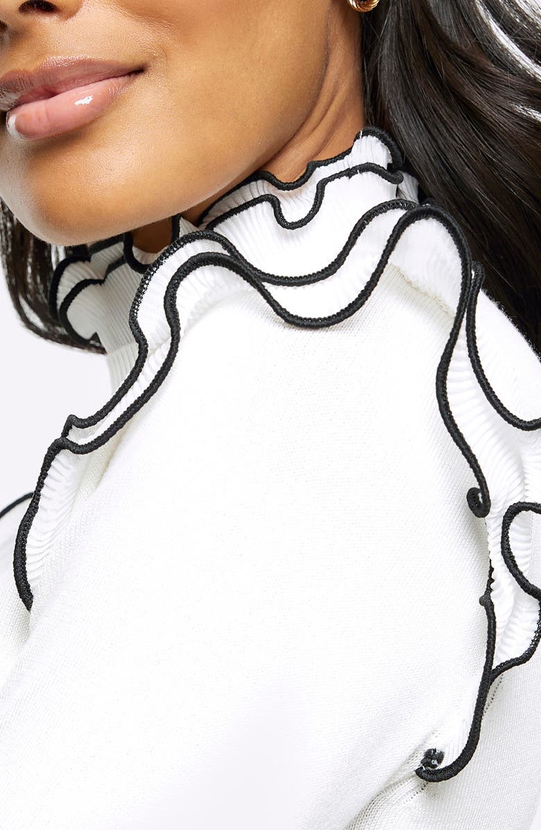 River Island Ruffle Mock Neck Long Sleeve Sweater | Nordstromrack