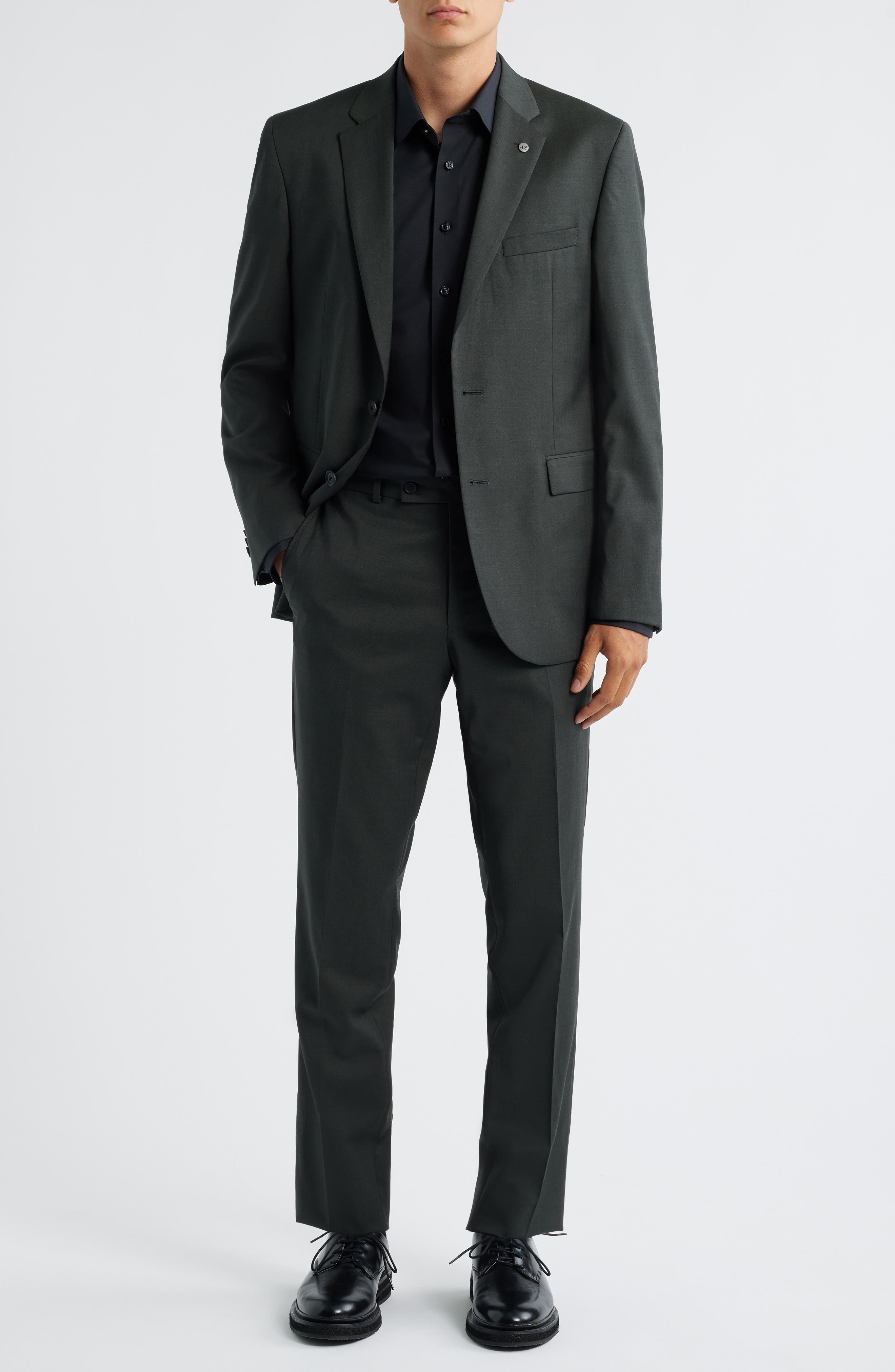 AllSaints Ross Slim Fit Olive Green Wool Suit | Nordstrom