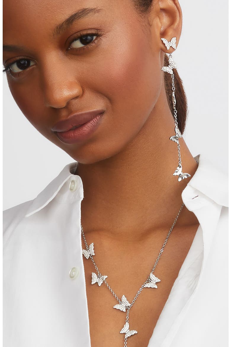 Pavé Crystal Butterfly Linear Drop Earrings (Women) | Nordstromrack