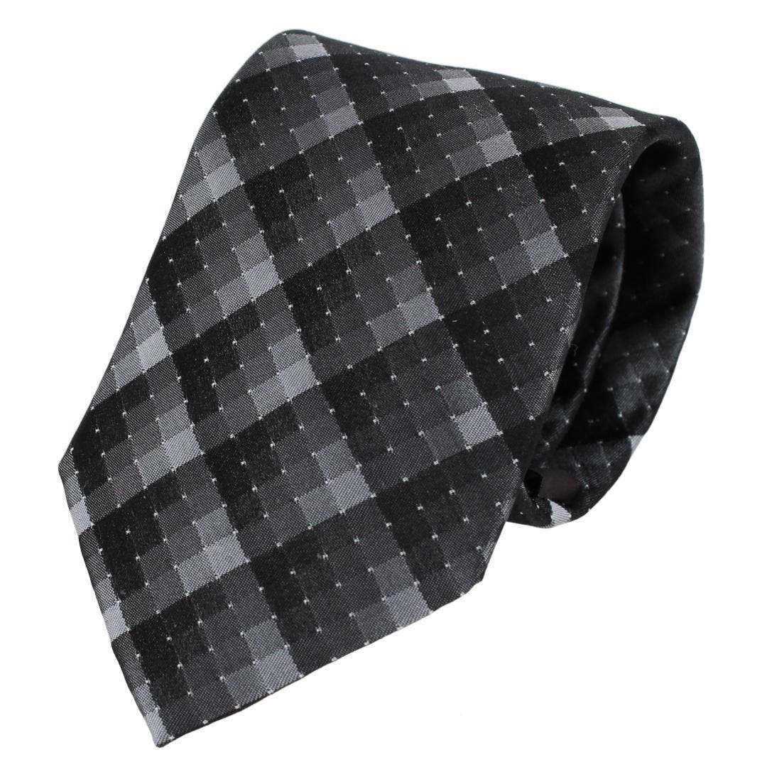 Trafalgar Falcon Grey and Silver Micro Square Business Silk Necktie ...