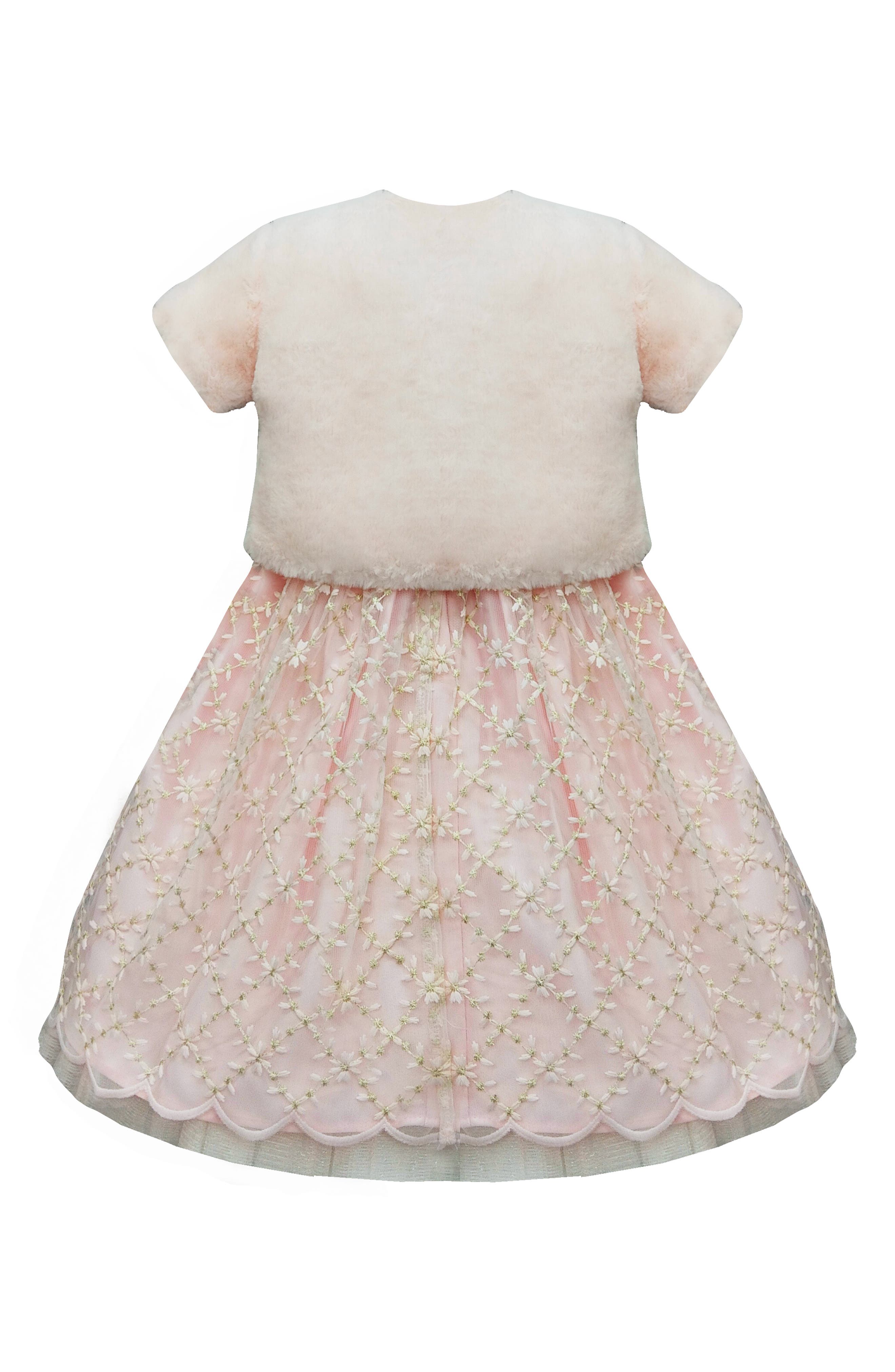 AMERICAN PRINCESS Kids' Flower Embroidered Dress & Faux Fur Bolero ...