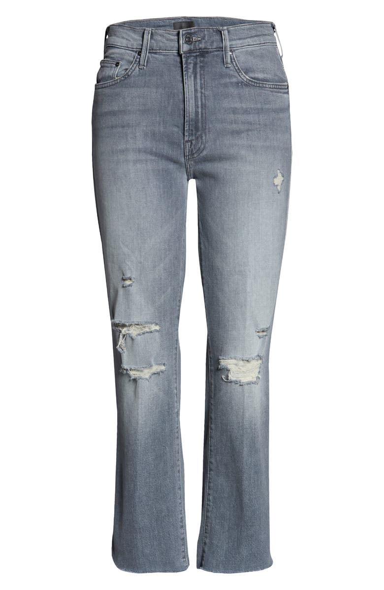 MOTHER Insider Distressed High Waist Crop Step Hem Jeans | Nordstromrack