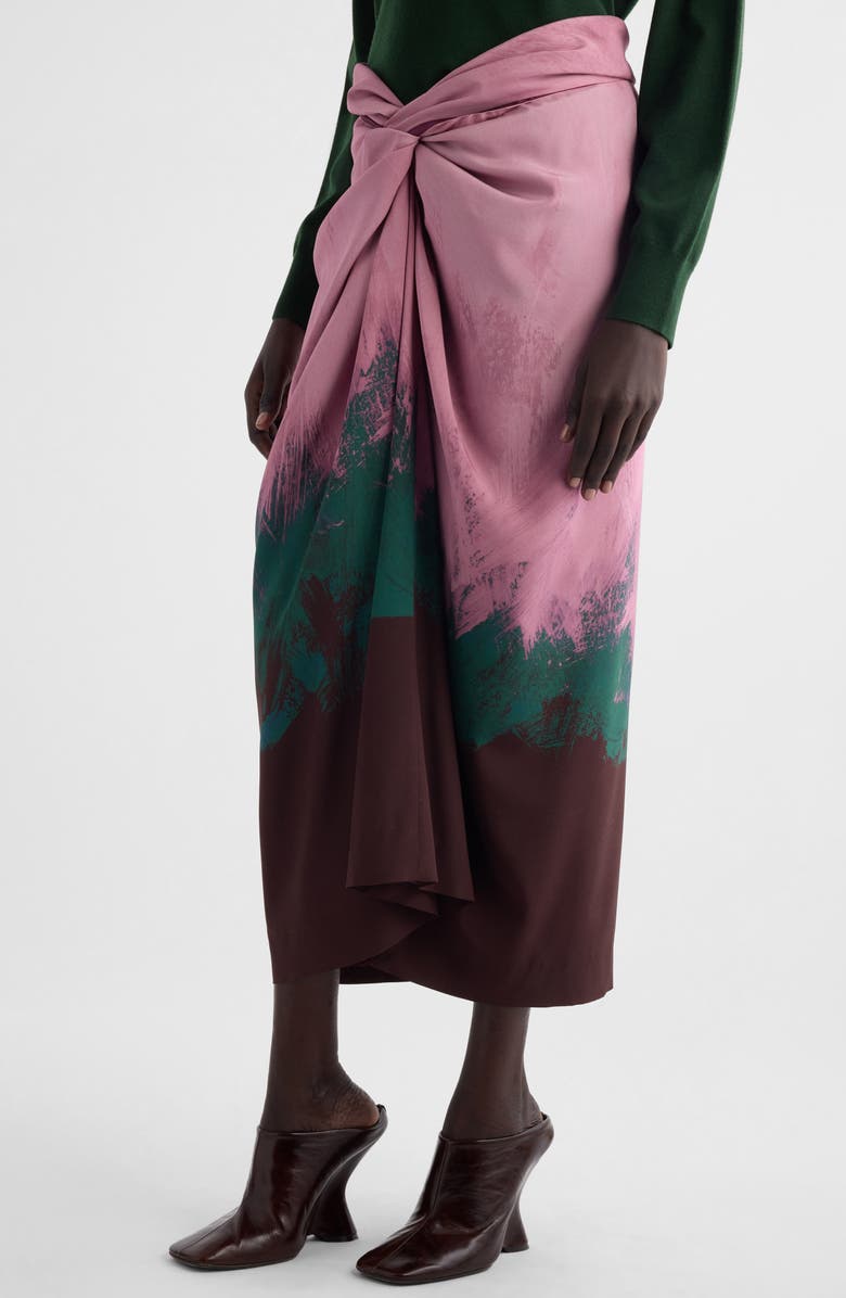 Dries Van Noten Sidra Twist Front Stretch Silk Skirt | Nordstromrack