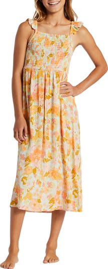 Billabong Kids' Lots of Fun Floral Ruffle Smocked Bodice Sundress ...
