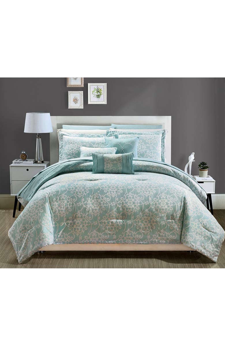 CHIC King Isobelle Complete Pleated Ruffles and Reversible Printed Bed ...