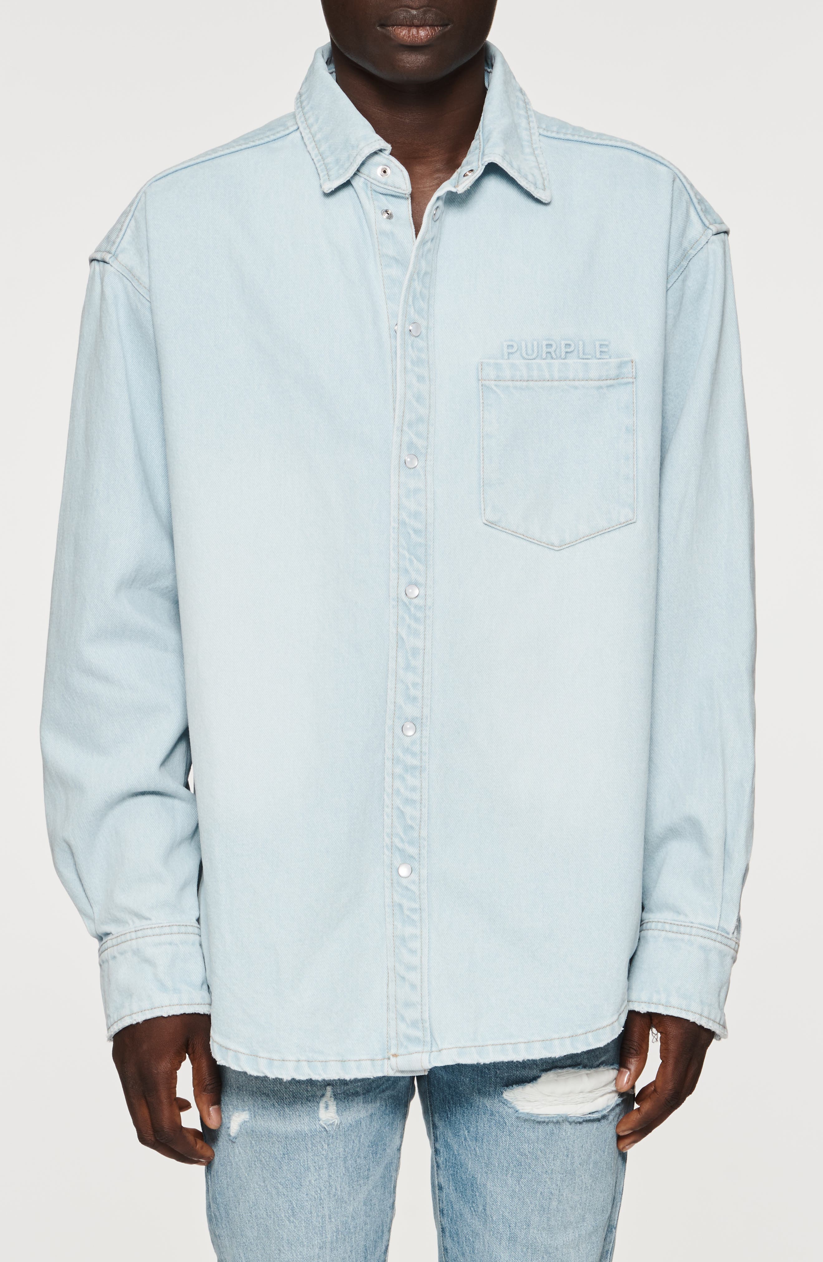 PURPLE BRAND Oversize Western Denim Shirt | Nordstromrack