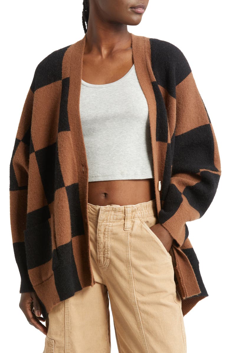 Dressed in Lala Love You Check Oversize Cardigan | Nordstrom