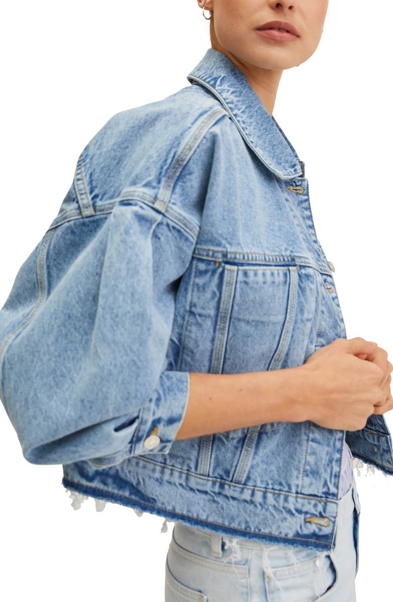 MANGO Frayed Hem Denim Jacket | Nordstromrack