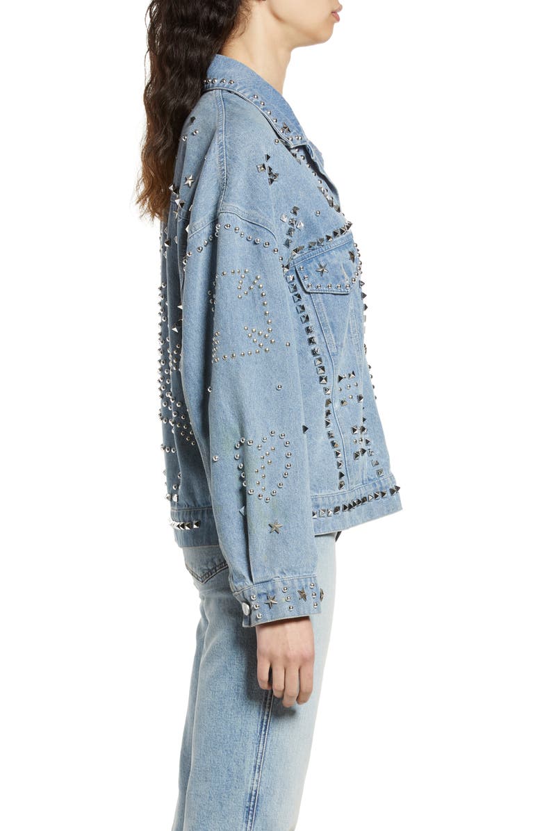AZALEA WANG Studded Cotton Denim Trucker Jacket | Nordstromrack