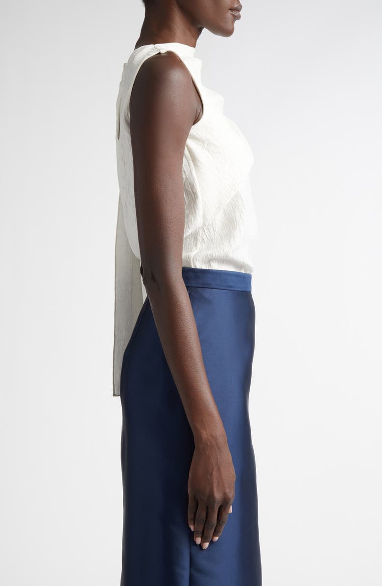 Erdem Asymmetric Drape Scarf Floral Jacquard Crushed Satin Top | Nordstrom