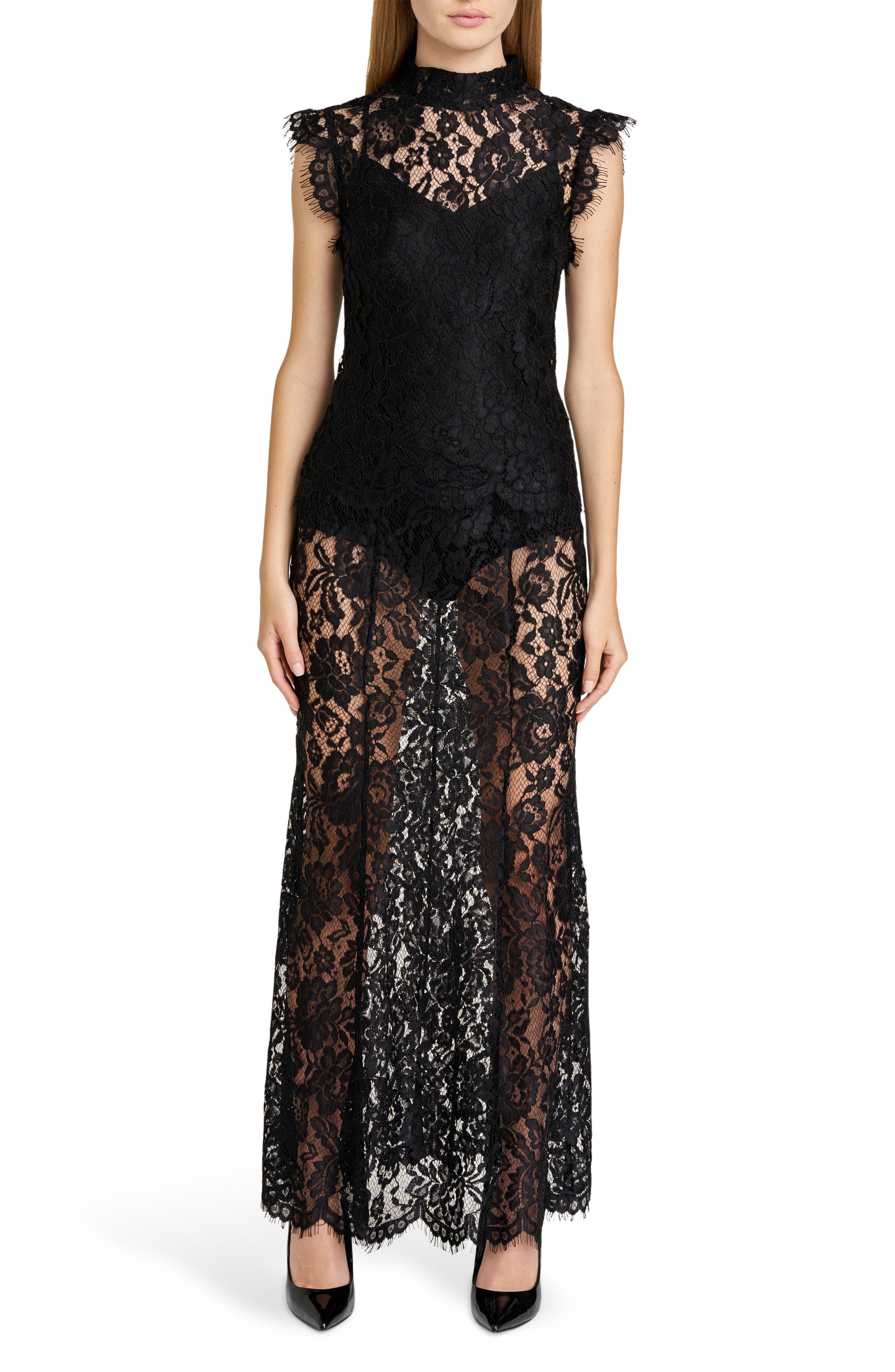 WAYF Cosette Semisheer Lace Maxi Skirt | Nordstrom