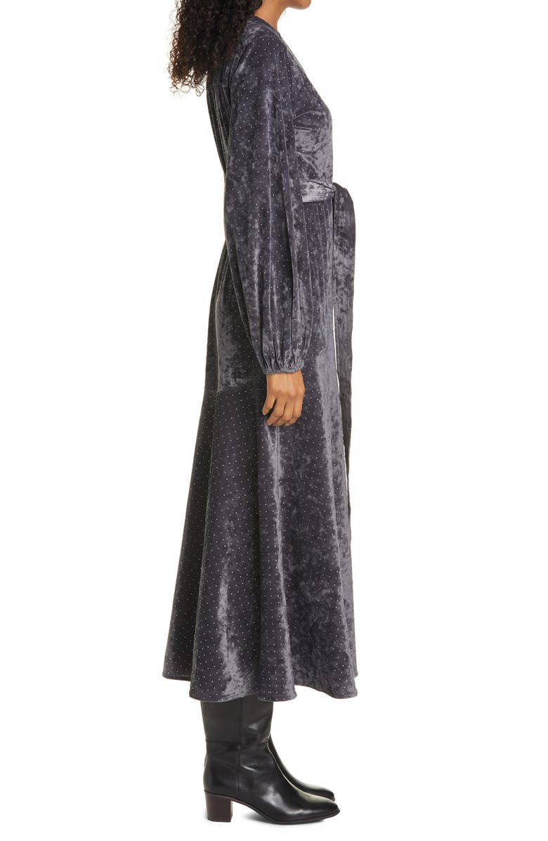 ROTATE Norah Dot Velvet Wrap Dress | Nordstromrack