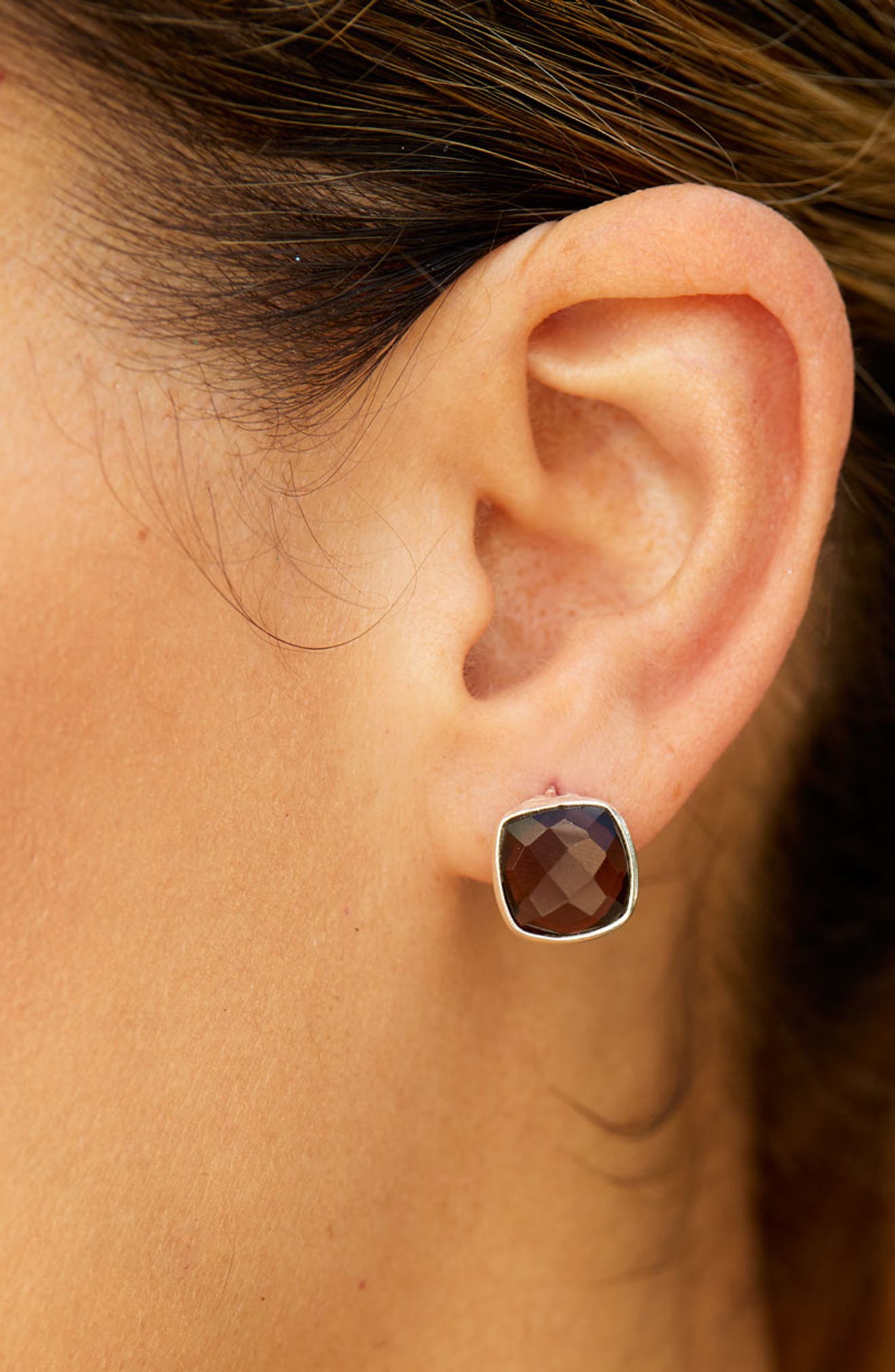 SAVVY CIE JEWELS Sterling Silver Cushion Cut Smoky Quartz Stud Earrings ...