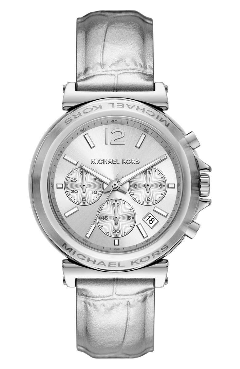 MICHAEL Michael Kors Maren Leather Strap Chronograph Watch, 40mm ...