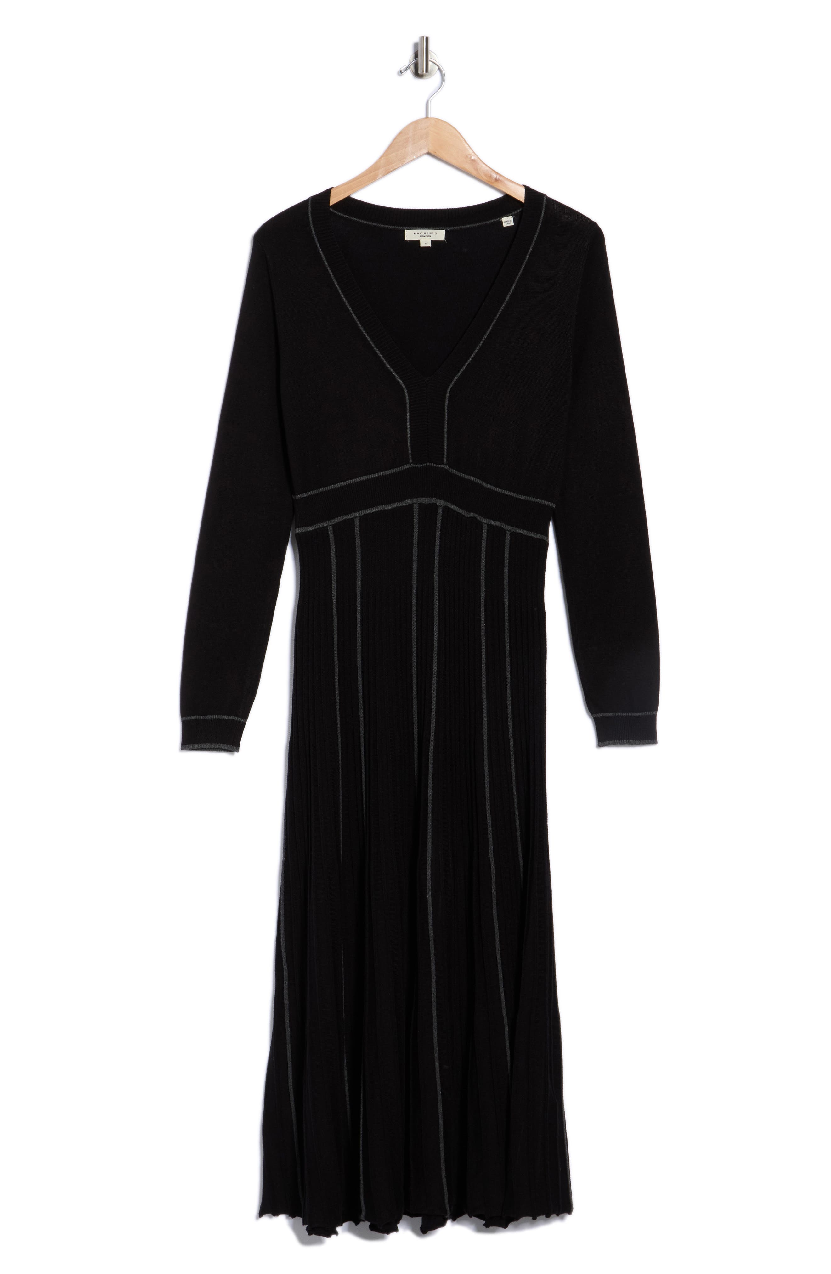 MAX STUDIO Long Sleeve Piped Sweater Dress | Nordstromrack